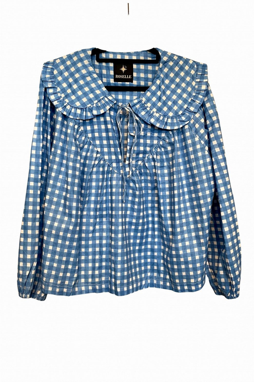 ROSELLE LALA BLOUSE LITTLE CHECK BLUE – therosellestore.com.au